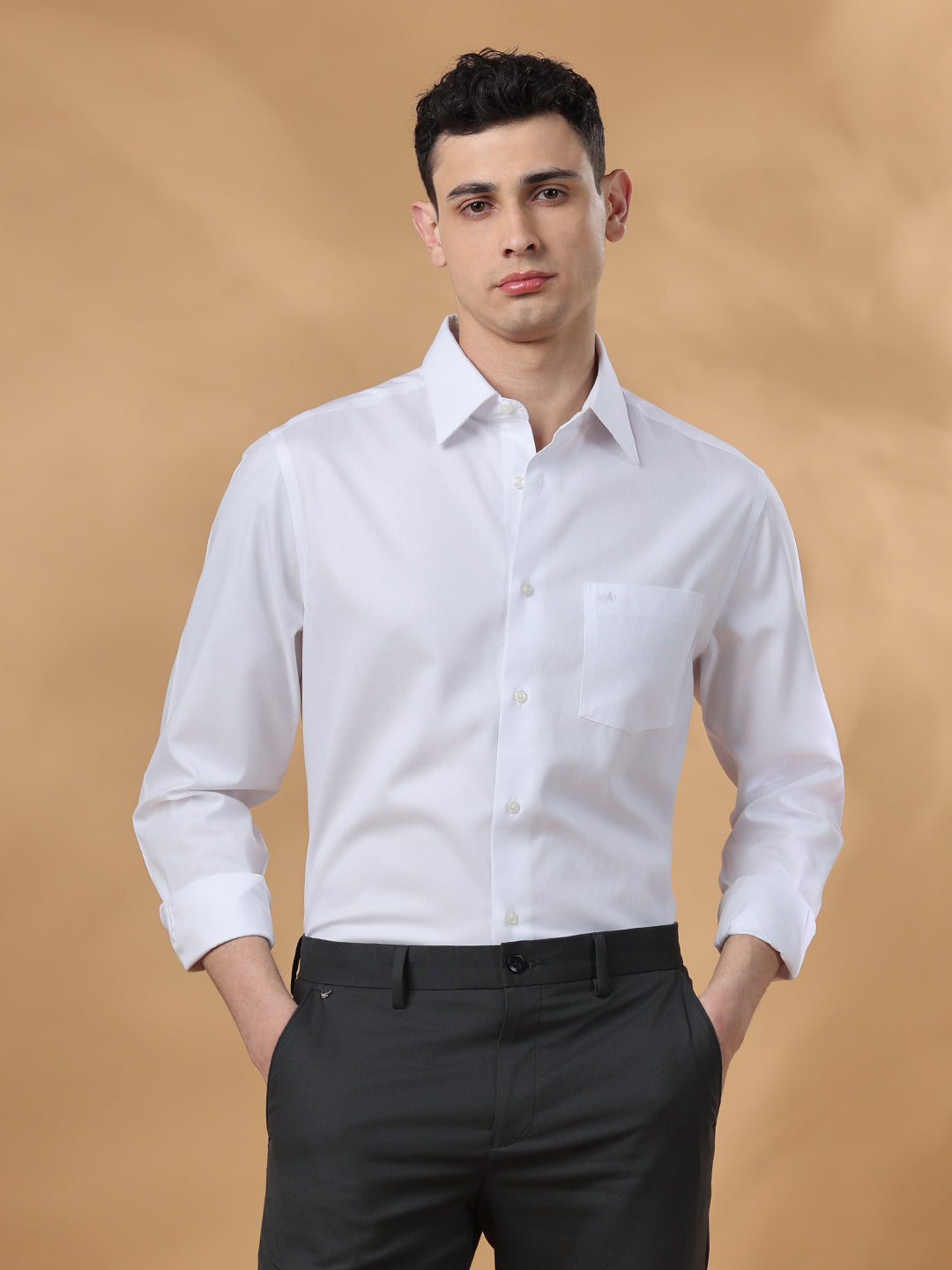 Buy White Regular Fit Solid Formal Cotton Non-Iron Shirt for Men (NOTTE)